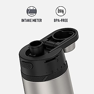 ALTA SERIES BY THERMOS Stainless Steel Hydration Bottle, 24 Ounce, Matte Steel/Espresso Black