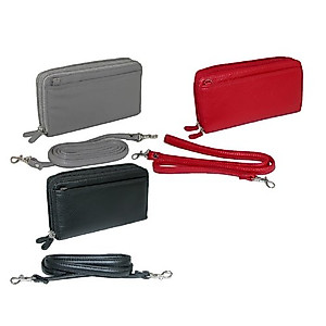 Buxton Pebbled Double Zip String Along Wallet BLACK