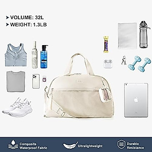 Gym Bag for Women With Shoe Compartment Sport Duffle Bag Travel bag With Wet Pocket Weekender Bag for Travel Gym Yoga Tennis Sports(Beige)