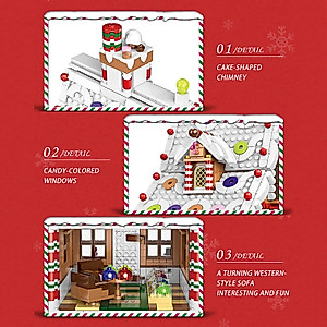 Christmas Gingerbread House Kit Building Block Set Toys, ​with Led Light, Christmas Tree, Christmas Gift for Advent Calendar 2023 (1620 Pieces)