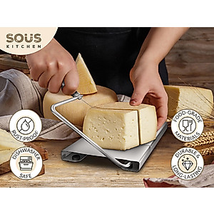 Sous Kitchen Cheese Slicers For Block Cheese - Cheese Cutter With Wire For Precise Cutting Experience - Foldable Wire Cheese Slicer - Rust Proof Cheese Slicer Wire - Dishwasher Safe Wire Cheese Cutter