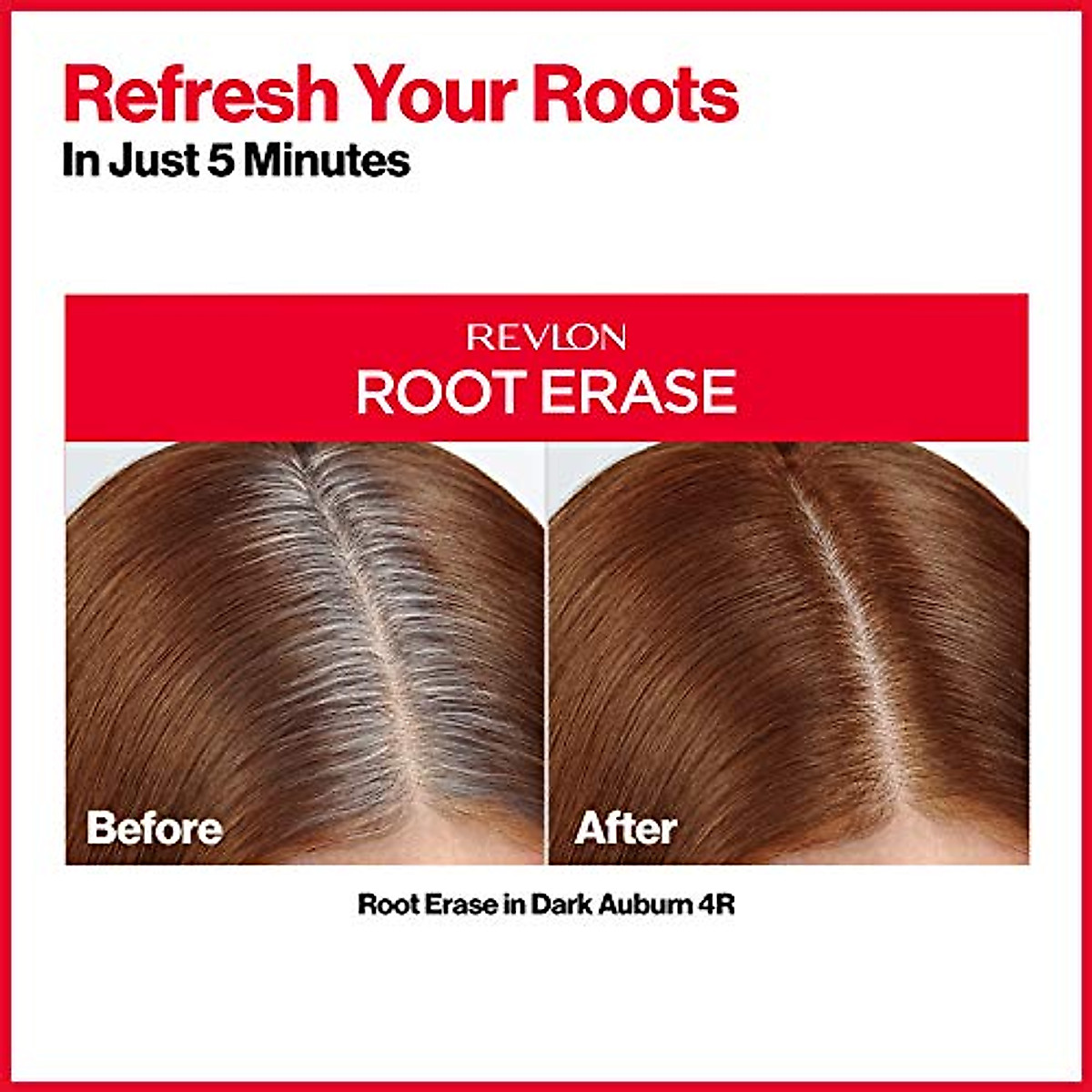 Revlon Permanent Hair Color, Permanent Hair Dye, At-Home Root Erase with Applicator Brush for Multiple Use, 100% Gray Coverage, Dark Auburn/ Reddish Brown (4R), 3.2 Fl Oz