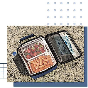 Insulated Lunch Bag for Men, Women & Kids with water bottle holder, Professional lunchbox for adults, Mens lunchbox for work, School and Outdoor Activities, waterproof insulated lunch box, Dark Blue