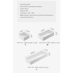 RAUVOLFIA Plastic Drawer Organizer Set, Bathroom Vanity Drawer Organizer Trays Dividers, Versatile Storage Bins for Makeup, Jewelry and Office, Desk, Bathroom, Bedroom, Kitchen (White-6 Pack)