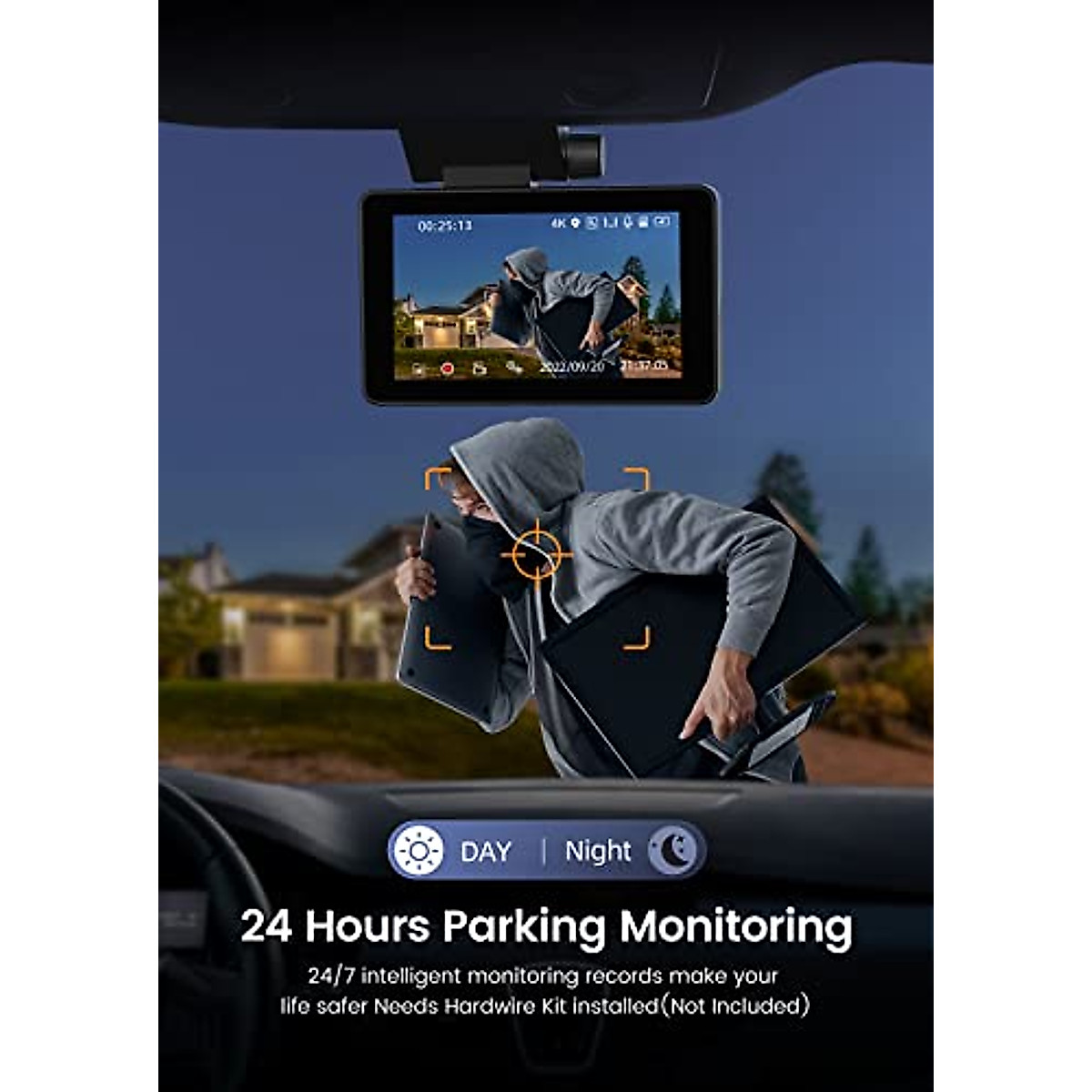 Veement 4K Dash Cam Front and Rear, Front 4K/2.5K Rear 1080P Dual Dash Camera for Cars, Dashcams with Built-in WiFi GPS, 3 inch IPS Display, WDR, Night Vision, 170°FOV, G-Sensor, Support 256GB Card