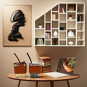 YULUDZSW Glass Cups With Lids And Straws, 16oz Coffee Cup, Hick Wall Glass Tumbler With Insulated Leather Sleeve Smoothie Cups,Travel Ready Coffee Tumbler/Couple Style Amber + Smoky Gray