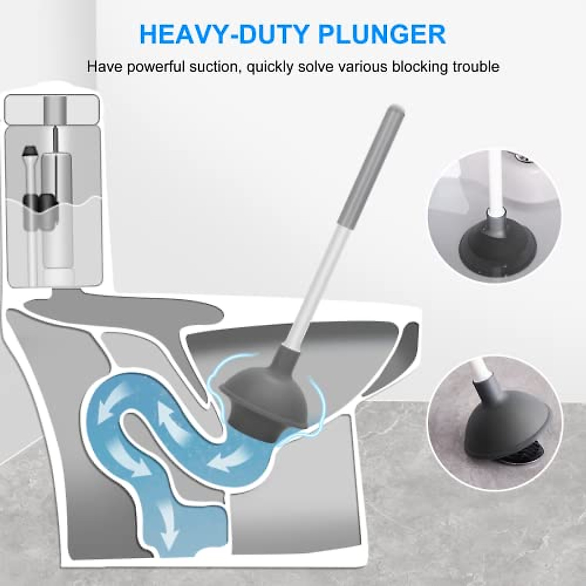 SetSail Silicone Toilet Brush Toilet Bowl Brush and Holder Toilet Cleaner Brush with Silicone Bristles & SetSail Toilet Brush and Plunger Set for Bathroom Cleaning