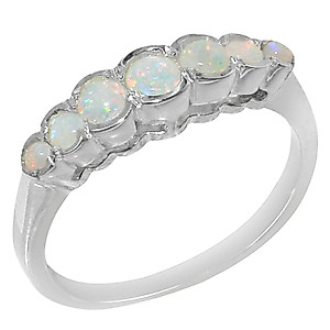 LetsBuyGold 925 Sterling Silver Natural Opal Womens Anniversary Ring - Size 7.25