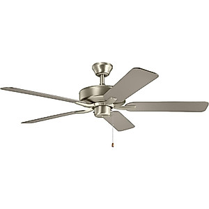 Kichler 330018NI Basics Pro 52'' Ceiling Fan, Brushed Nickel