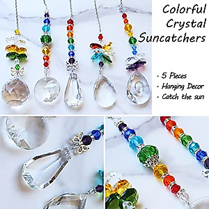 Rainbow Crystal Suncatcher Window Hanging, Rainbow Decor for Window Home Garden Car, Pack of 5