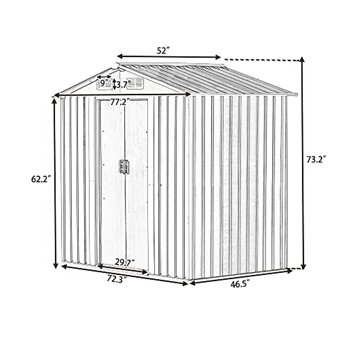 LUMISOL 6 x 4 FT Outdoor Storage Shed for Bike, Metal Garden Shed with Lockable Doors, Outside Storage Toll Cabinet for Backyard, Patio, Lawn, Garden (Gray)