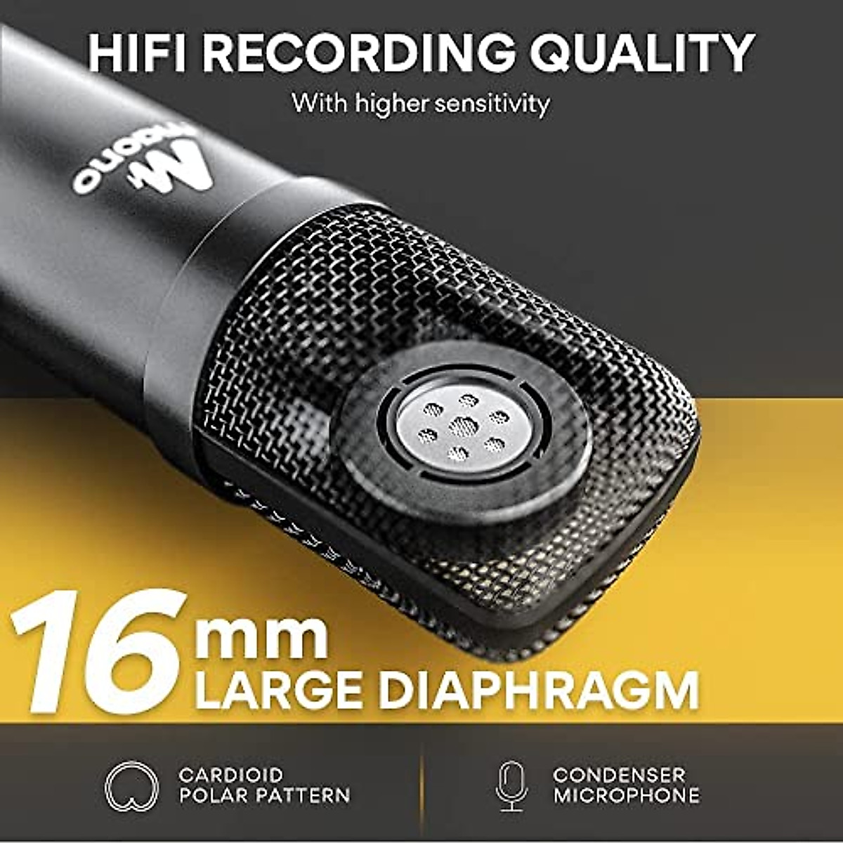 USB Microphone, MAONO 192KHZ/24Bit Plug & Play PC Computer Podcast Condenser Cardioid Metal Mic Kit with Professional Sound Chipset for Recording, Gaming, Singing, YouTube (AU-A04)