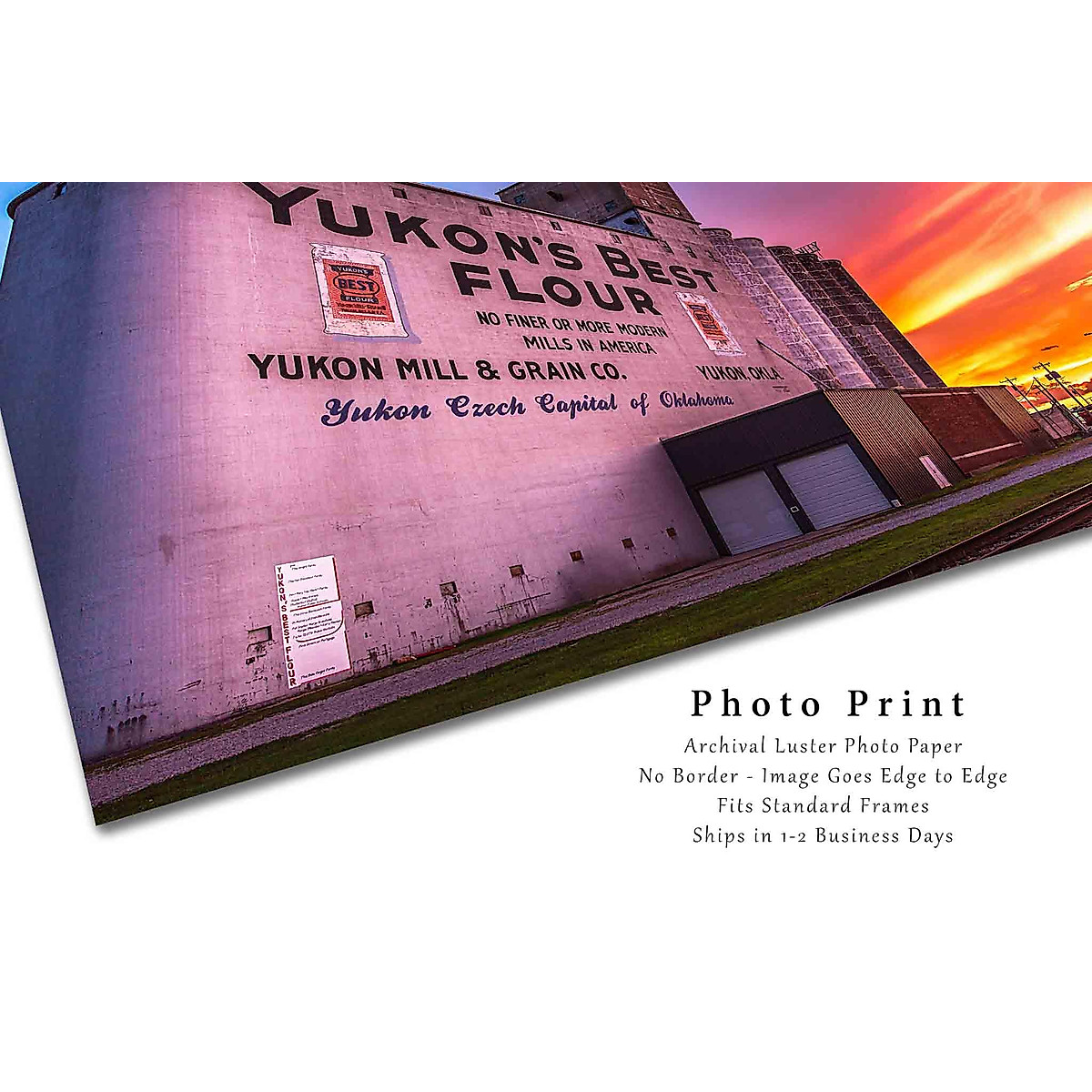 Route 66 Photography Print (Not Framed) Picture of Yukon's Best Flour Grain Elevator at Sunset in Yukon Oklahoma Country Wall Art Travel Decor (5" x 7")