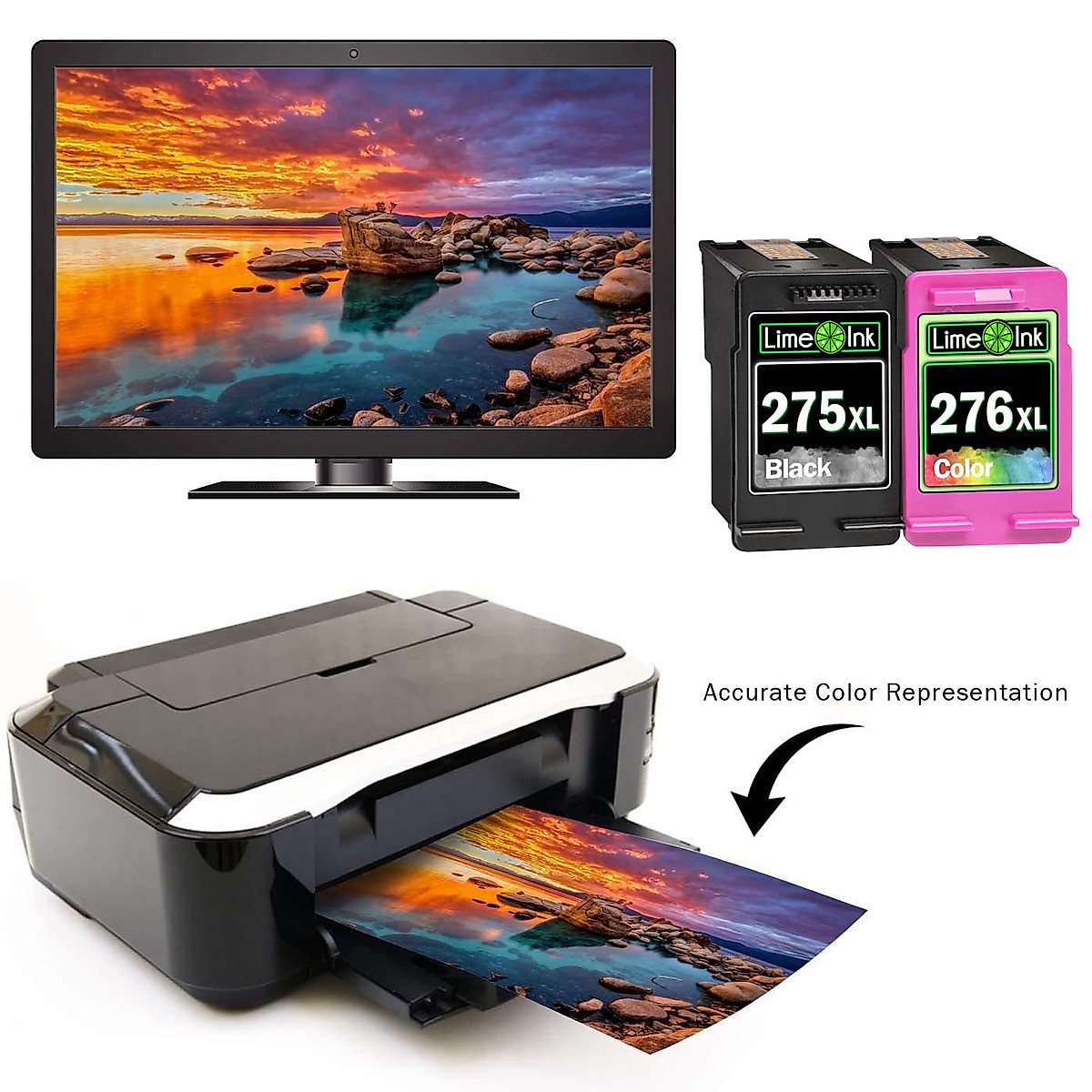 Limeink Remanufactured Ink Cartridges Replacement for Canon 275 276 Ink Cartridges 275xl 276xl for Canon Ink 275 276 for Canon Pixma TS3522 Ink Cartridges for Canon TR4720 Ink Cartridge Printer TS3500