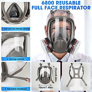 SLJHL Full Face Respirator Mask with Filters Anti Fog Respirators for Organic Gas and Steam Chemical Epoxy Resin Dust Woodworking Welding 6800