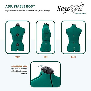 Dritz Sew You Adjustable Dress Form, Small, Opal Green
