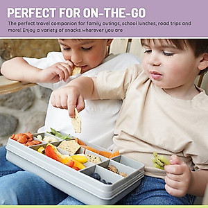 melii Snackle Box – Divided Snack Container, Food Storage for Kids, Removable Dividers, Arts & Crafts, Beads, BPA-Free – 12 Compartments (Grey)