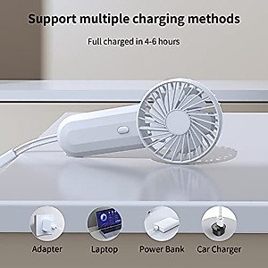 SmartDevil Portable Handheld Fan, Mini Dual-Bladed Hand Fan, 4000mAh Small Personal Rechargeable Battery Operated Fan, Powerful Wind, 3 Speed Adjustable, Hand Held Fan For Outdoor, Travel (White)