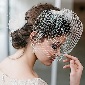 BENECREAT 3.28 Yards White Net Mesh Fabric 10inch Wide Birdcage Bridal Veil Netting Fabric Wedding Hat Veil Mesh Trimmings Fabric for Wedding Decoration, Sewing, Hat Decorating