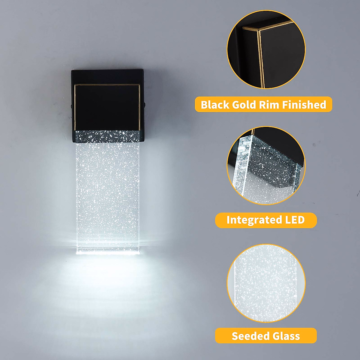 Derynome Outdoor Wall Sconce 2 Pack,Wall Light Fixture with Bubble Glass for Doorway Garden Hallway Patio Living Room,Oil Rubbed Bronze