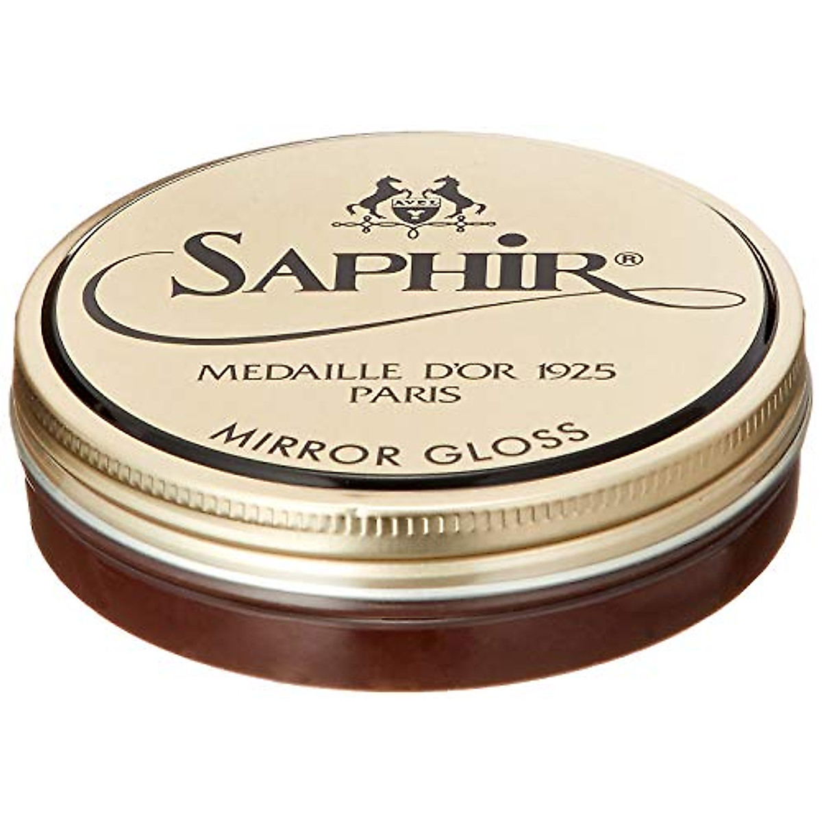 SAPHIR Medaille d’Or Mirror Gloss - Natural Wax Polish for Leather Shoes & Boots - Medium Brown