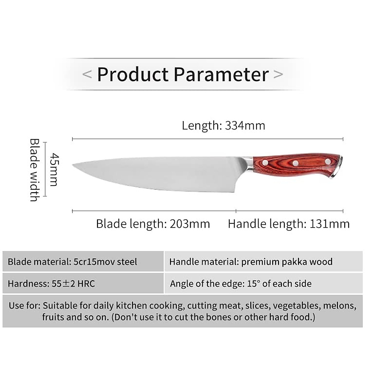 Chef knife Steel-8 Inch -German Stainless Steel In High Carbon Professional Kitchen Knife Sharp Paring Knife With Ergonomic Handle,Kitchen Gadgets and Gift