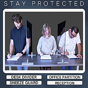 Plexiglass Table Top Sneeze Guard – Desk Divider for Students, Office, Transactions – Acrylic Shield | (24" x 36")
