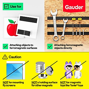GAUDER Magnetic Tape Self Adhesive (0.6 Inch x 10 Feet) | Magnetic Strips with Adhesive Backing | Magnet Roll