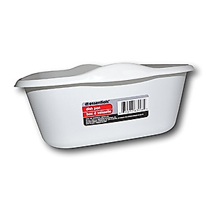 Essentials White Plastic Eight Quart Dishpan - 13½ x 11 x 4½H