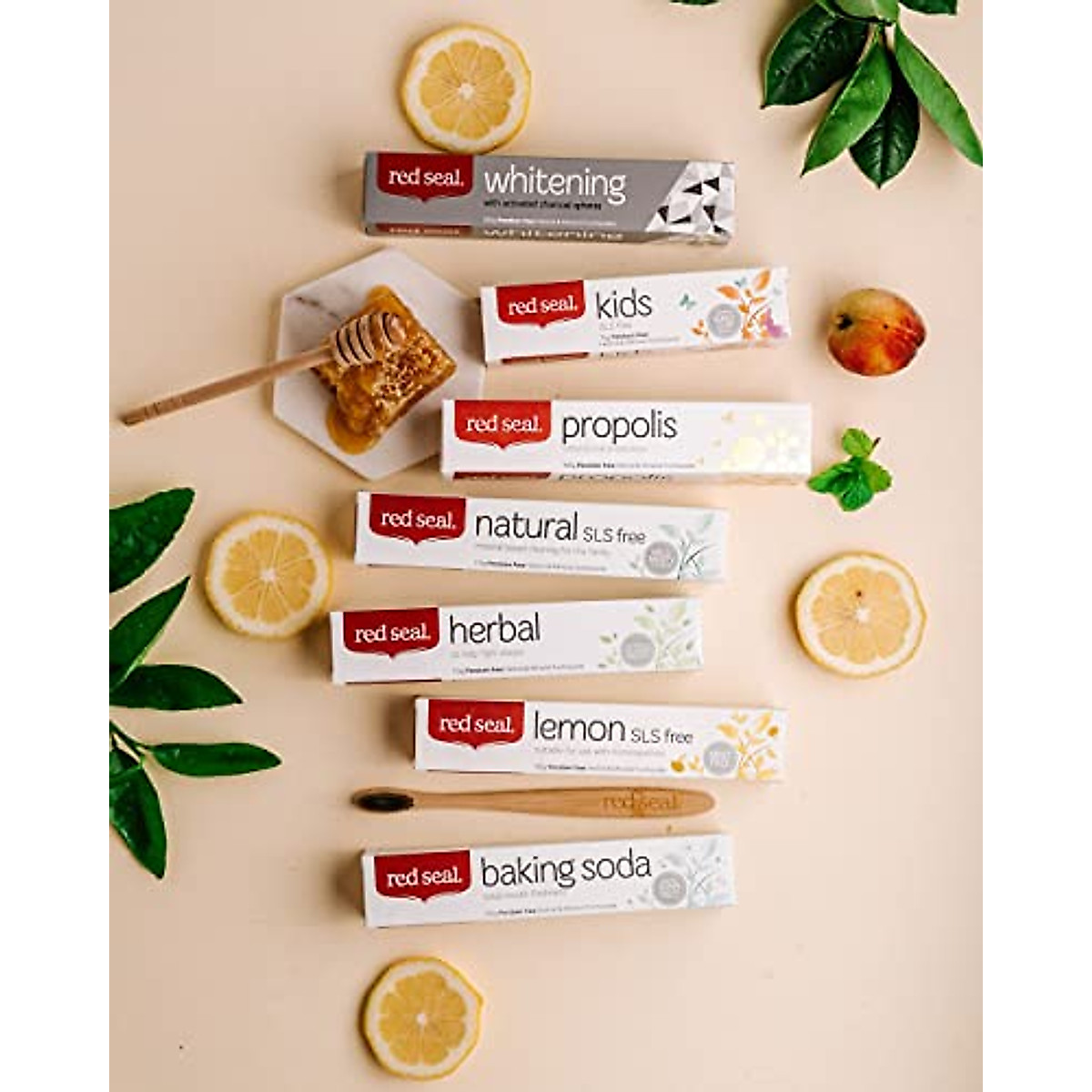 Red Seal Lemon Toothpaste, Friendly Mint Free for Adults with Mint Aversions, Fluoride Free, No SLS, Fresh Citrus Flavor – Refreshing Natural Lemon Flavored Toothpaste, No Mint Flavor 3.5oz