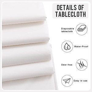 Eleclassi White 12 Pack Premium Disposable Plastic Tablecloth 54 x 108 in - Plastic Table Cloth Disposable Tablecloth for 6 or 8 Foot Rectangle Tables
