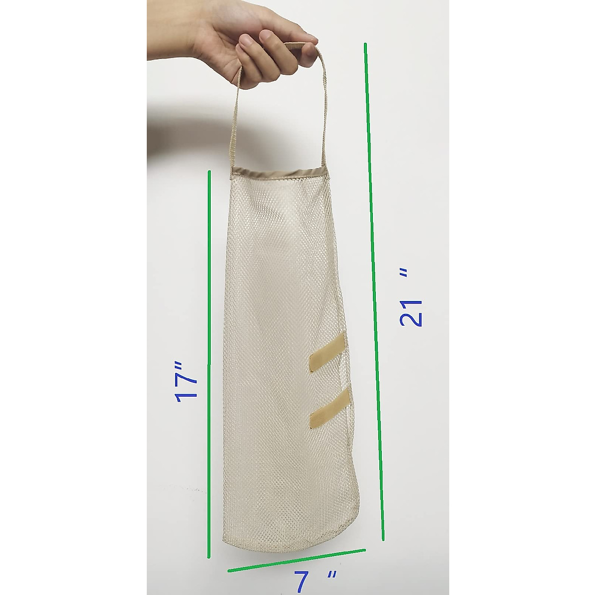 Hanging Mesh Storage Bags 5Pack Potatoes Bags Onion Bags Mesh Garlic Net Bags Long and Large Reusable Net Storage Produce Bags (Beige)