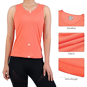 Racerback Cycling Jersey Women Indoor-Outdoor Bike Sleeveless Recreation Spin Tank Tops with Pockets（Orange,S）