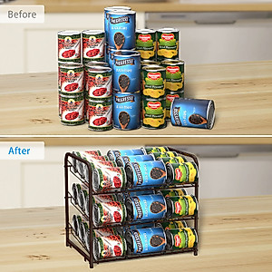 MOOACE 2 Pack Stackable Can Rack Organizer, Storage for 72 Cans, 3 Tier Can Storage Dispenser Rack Holder for Kitchen Cabinet Pantry Countertop, Bronze