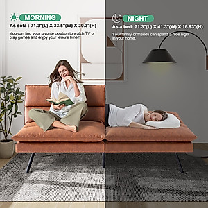 MUUEGM Futon Sofa Bed Couch,Memory Foam Convertible Futon Couch,Modern Faux Leather Sleeper Sofa Couch,Love Seat Sofa for Living Room Small Space Apartment Office,Adjustable Backrest