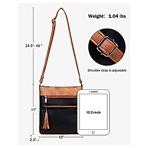 MASINTOR Crossbody Purses for Women, Multi Pocket Casual Crossbody Bag, Adjustable Strap Shoulder Bag with Tassel