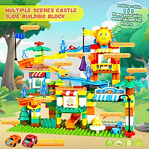 philbaby Castle Building Block for Girl Boy 2-5 Age 211 Pcs Compatible Classic Kids Large Blocks Toddler Building Blocks with 2 Race Car for Kids Birthday Gift Age 4-8 (Orange)