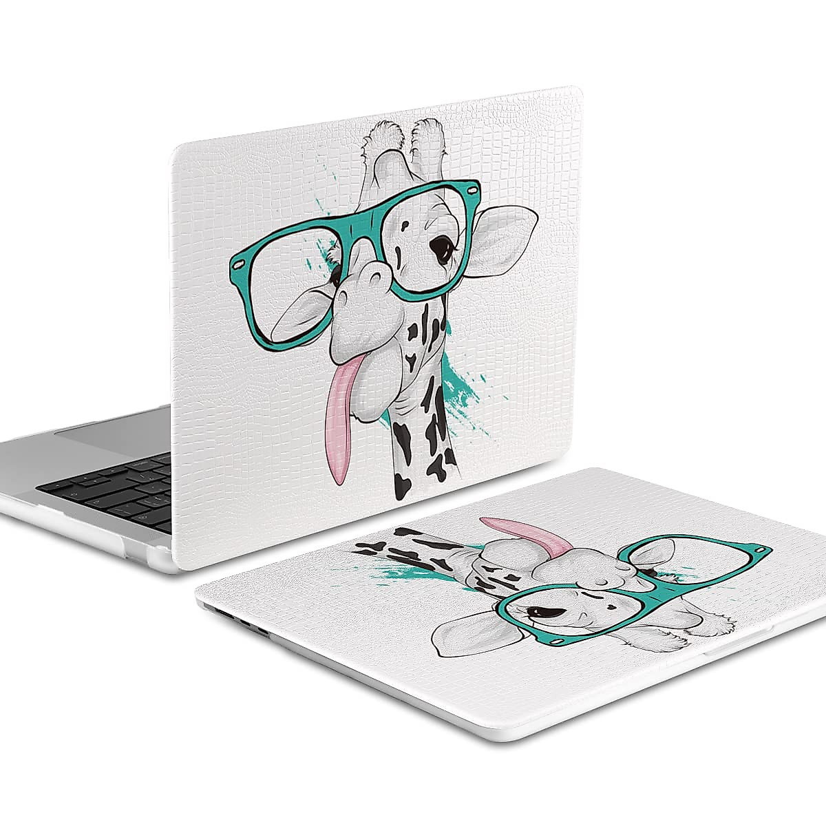 MEEgoodo for MacBook Air 13.6 inch Case 2024 2022 A3113 A2681 M3/M2 Chip, Crocodile Laptop Hard Shell Cases with Keyboard Cover & Camera Cover Compatible with MacBook Air M2 Case, Funny Giraffe
