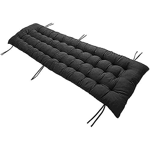2 3 Seater Garden Patio Non-Slip Bench Cushion Outdoor Furniture Swing Chair Long Soft Seat Pad 55 160cm Comfortable Home Office Sofa Pads for Indoor Black