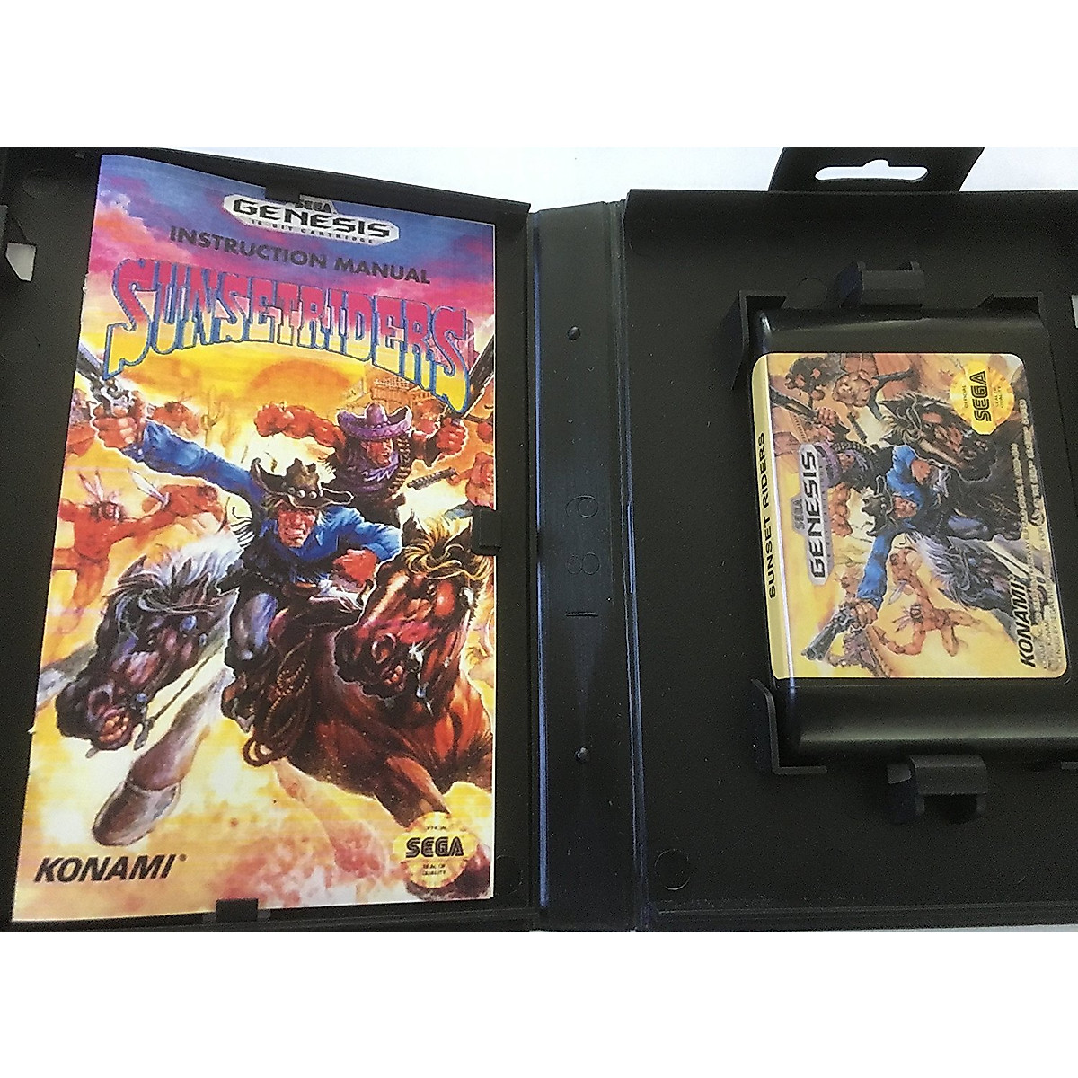 Sunset Riders (Sega Genesis / Megadrive) - Reproduction Cartridge with Clamshell Case and Manual