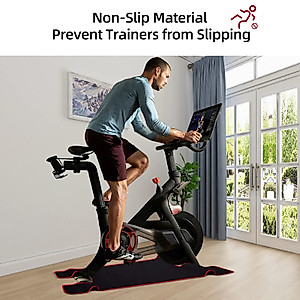 Exercise Bike Sweat Towel Mat, Super Absorbent Spin Bike Sweat Guard, Anti Slip & Machine Washable Mat Compatible with Peloton Bike, Peloton Accessories Black/Red