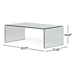 Christopher Knight Home Pazel 12mm Tempered Glass Coffee Table, Clear