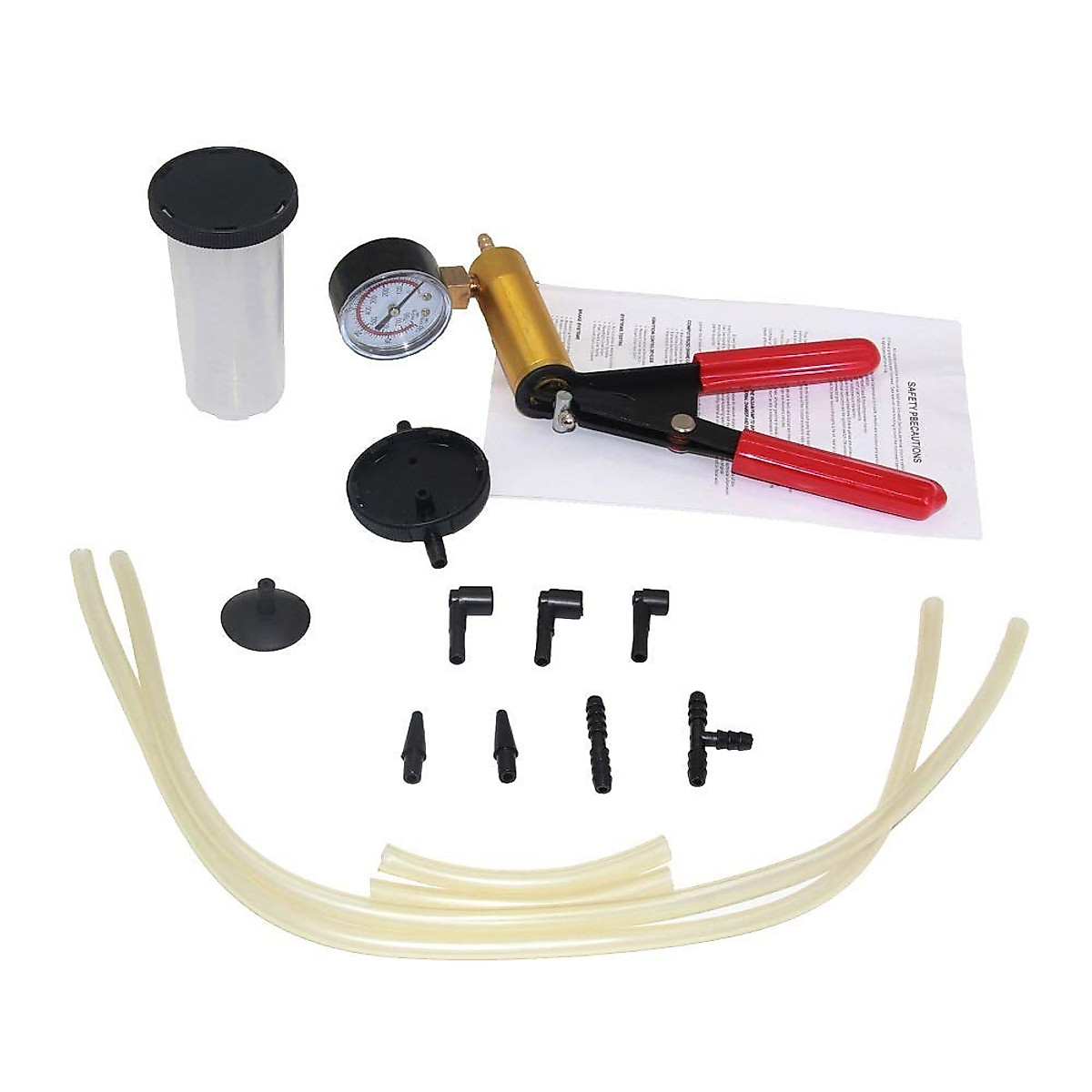 Beduan 16pcs Brake Bleeder Kit Hand Held Vacuum Pump Tester with Adapters for Automotive