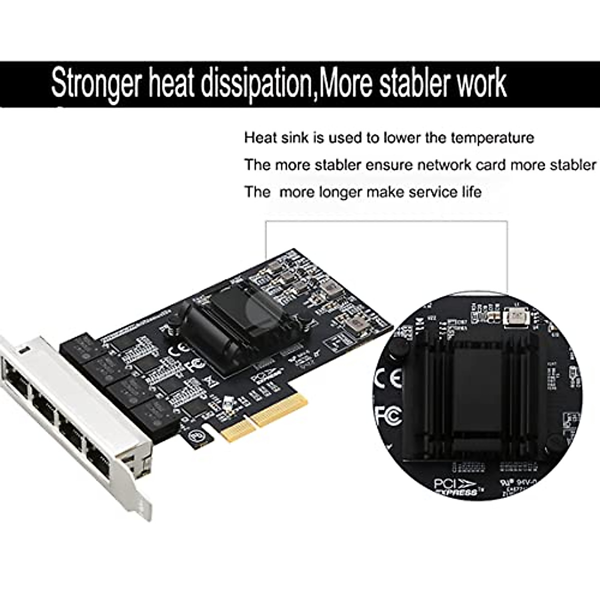 Quad-Port 2.5GBase-T PCIe Network Adapter RTL8125B 2500/1000/100Mbps PCI Express Gigabit Ethernet Card RJ45 LAN Controller Support PXE for Windows/Linux/MAC with Low Profile