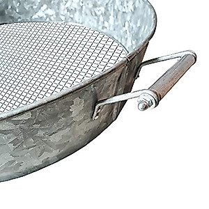 Benjara BM195216 4 x 19 x 15.75 in. Round Galvanized Steel Compost Sifter with Wire Mesh Design Base Antique Silver