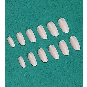 24 Pcs Press on Nails Medium, Sunjasmine Almond Fake Nails with Glue, Pink White Gradient False Nails with Designs, Acrylic for Women