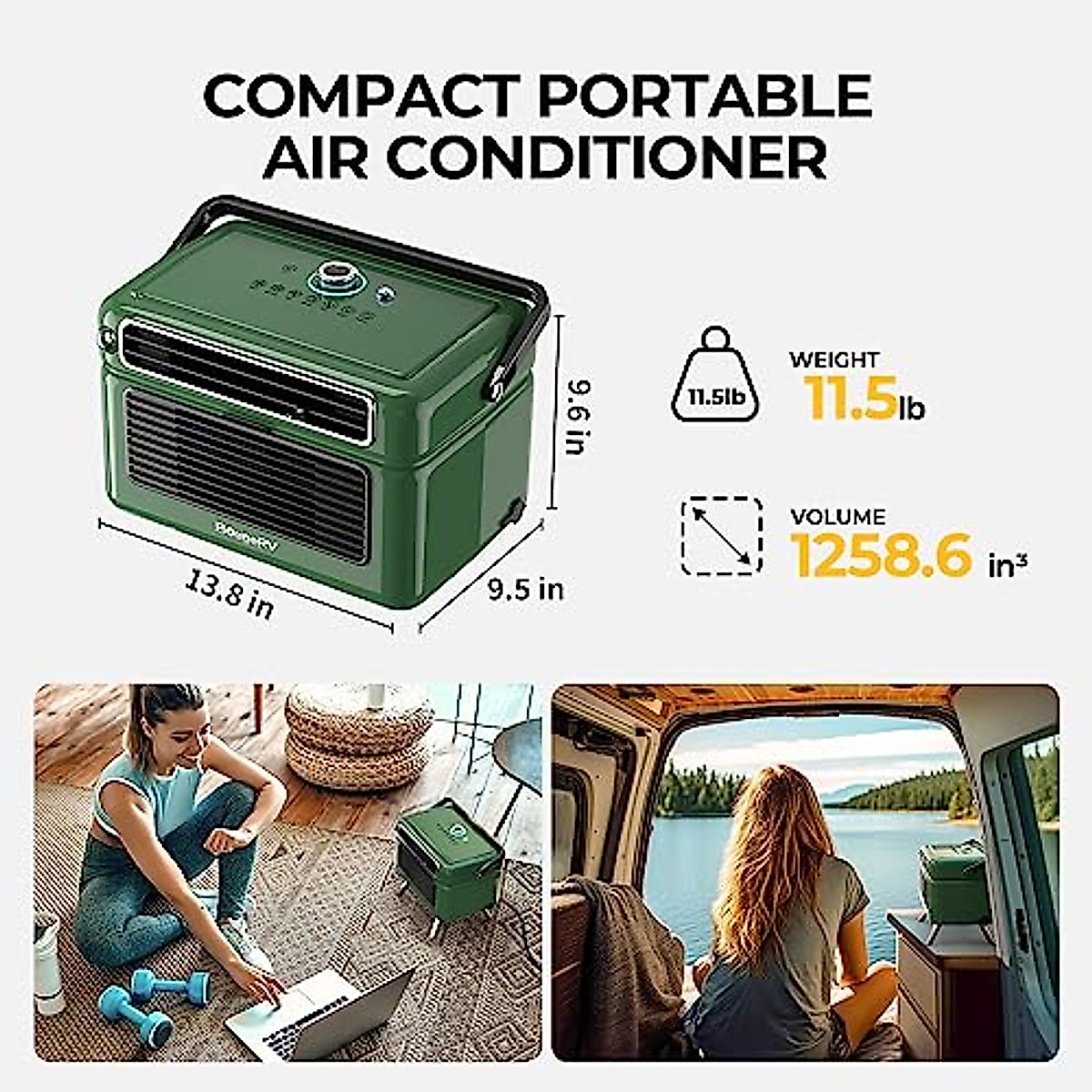 BougeRV Portable Air Conditioner, 1800BTU Compact Air Cooler,6 Wind Speeds Tent Air Conditioner for Van Life, Camping Tent, Outdoor, Office