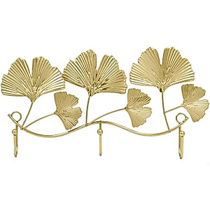 Lindagary Metal Wall Hook Ginkgo Leaf Coat Hook Wall Mounted Leaves Key Hangers Decorative Entryway Key Hook for Wall Entryway Decor