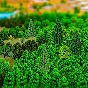 MOMOONNON Model Trees 1.1-5.1inch Mixed Diorama Green Model Trees Colorful Grass Architecture Mini Trees for Crafts Building Model Railway Scenery Landscape Supplies (Style 01)