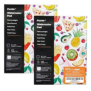 Funto Watercolor Paper Pads, 9x12, 140lb/300gsm, 30 Sheets Each, Cold Pressed, Acid-Free Heavyweight Art Paper for Painting, Drawing